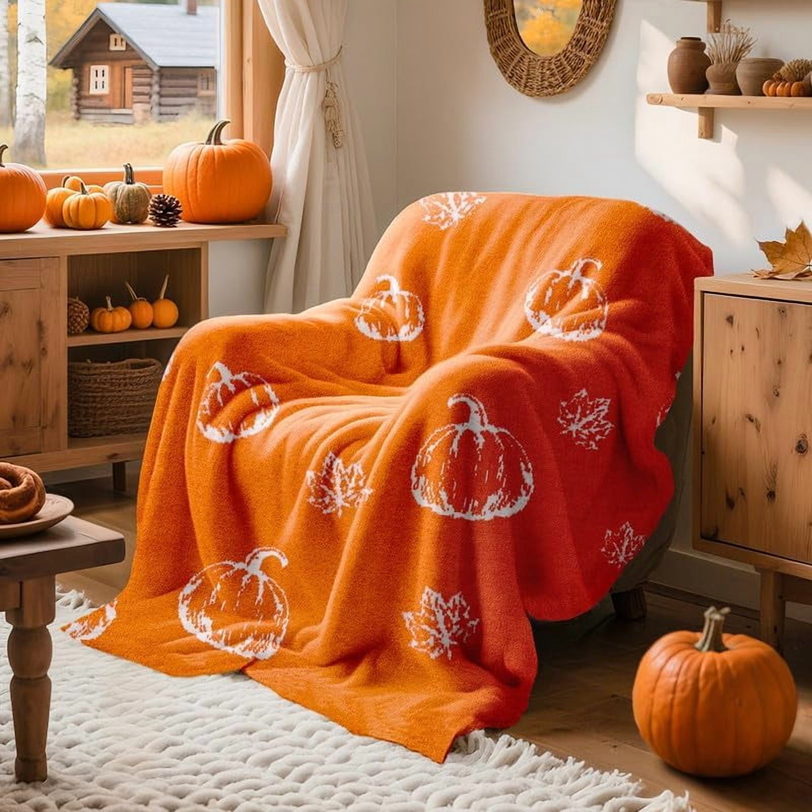 Fall Pumpkin Throw Blanket, Cozy Sherpa Pumpkins Blankets for Sofa ...