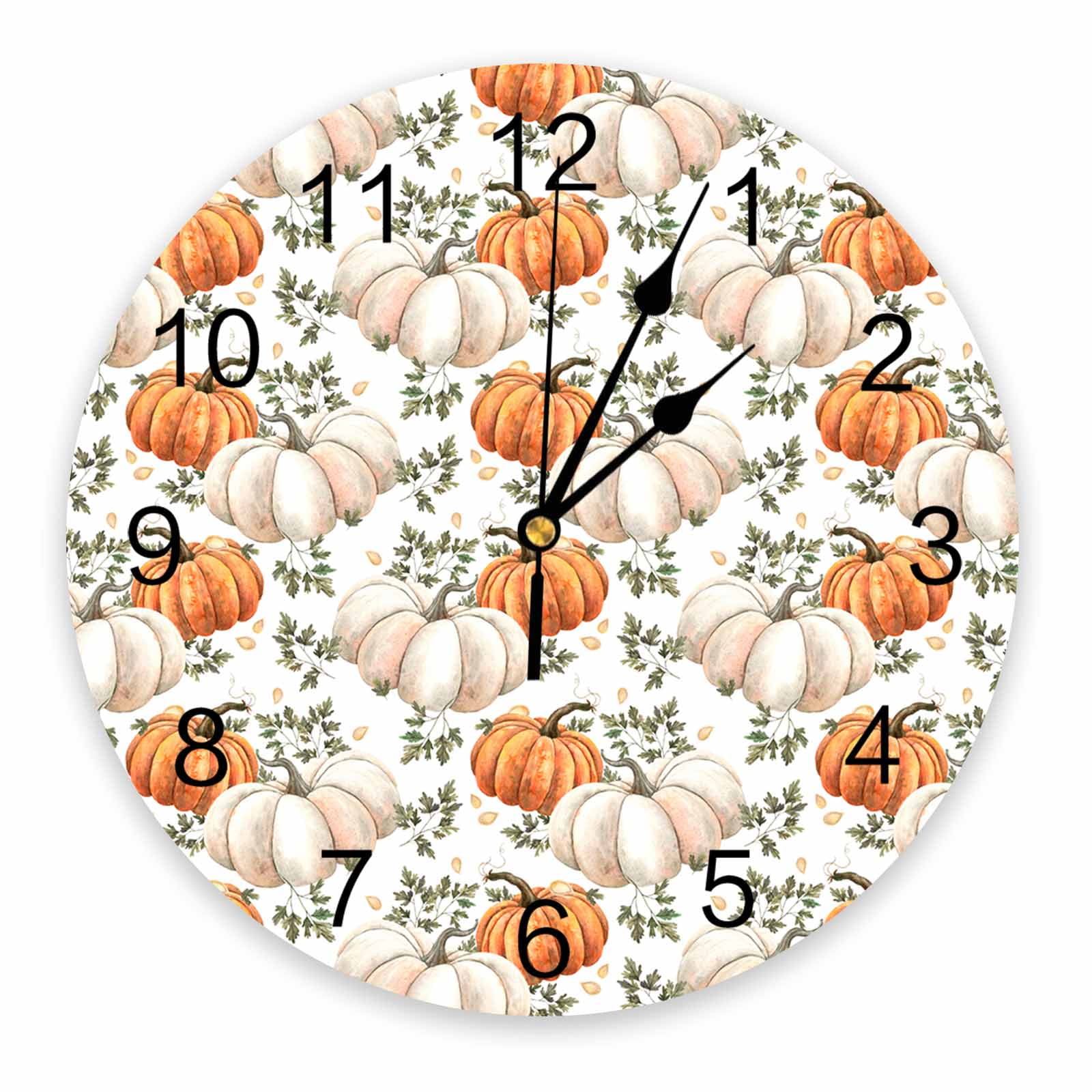 Fall Pumpkin Vines Texture PVC Wall Clock Bedroom ration Wall Clock ...