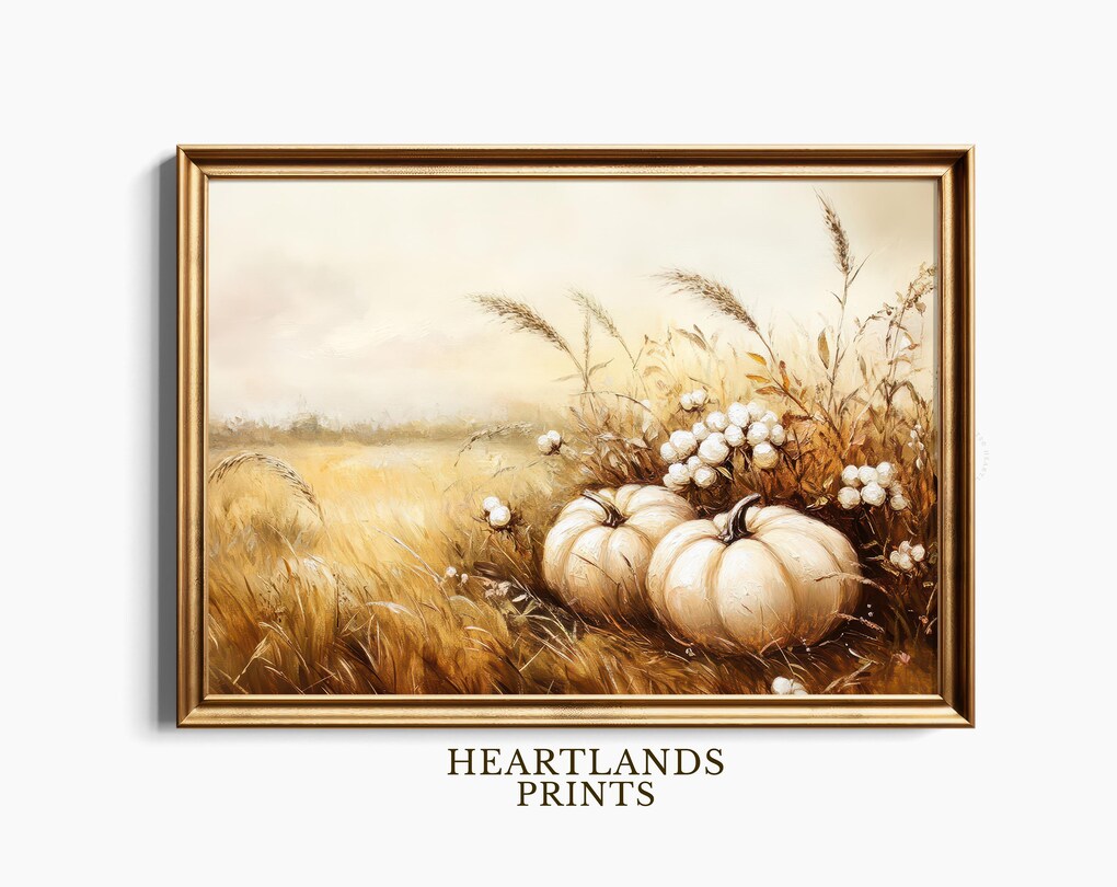 Fall Pumpkin Wall Art Print, Printable Fall Wall Art Painting Autumn ...