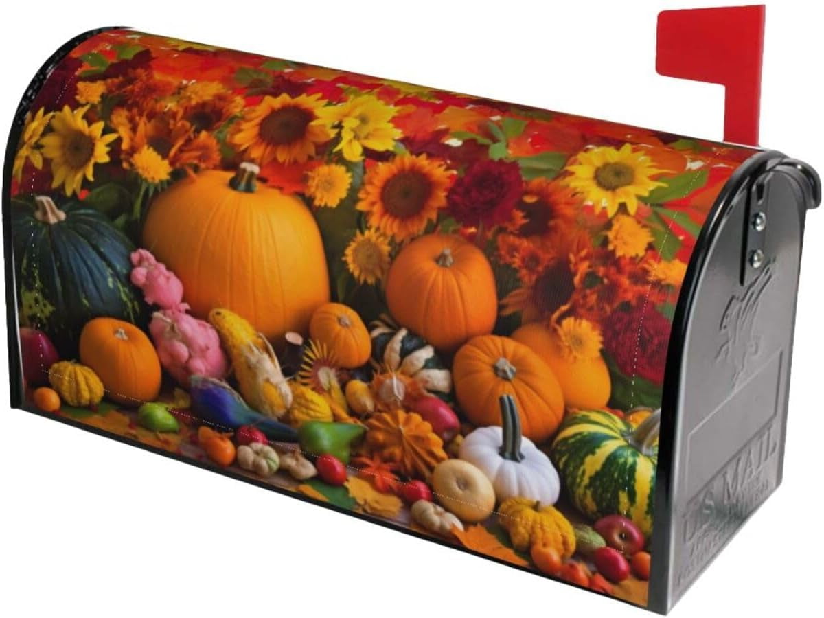Fall Pumpkin Welcome Magnetic Mailbox Cover, Mailbox Wrap Decorative ...