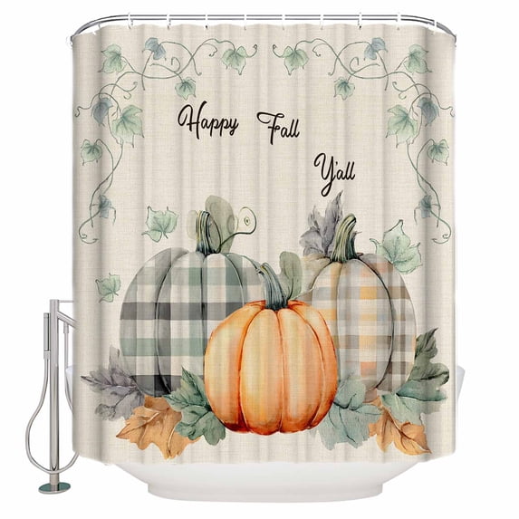Fall Pumpkins Bathroom Shower Curtains with 12 Hooks Polyester ...