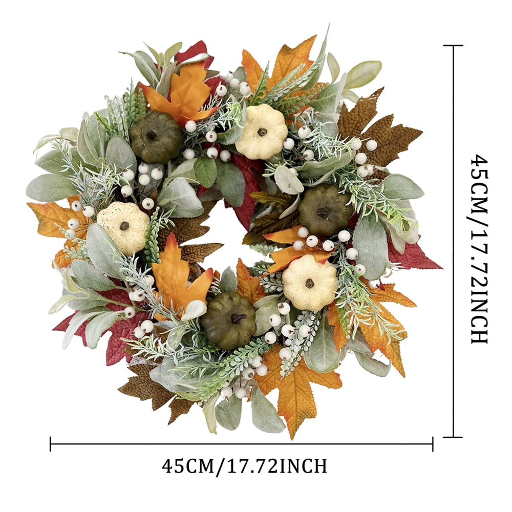 Fall Pumpkins Berry Artificial Maples Leaves Wreath Artificial Fall ...
