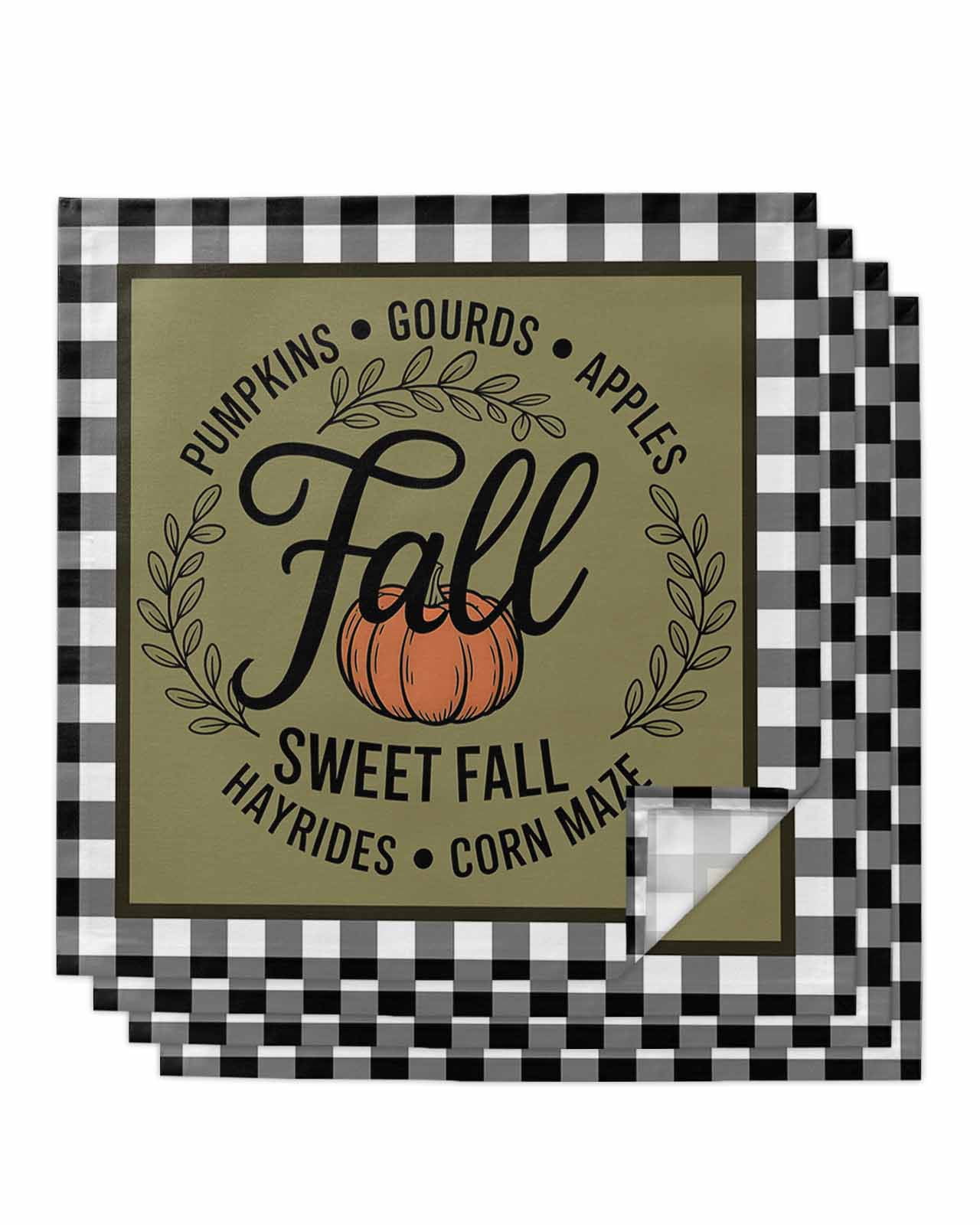 Fall Pumpkins Cloth Napkins Set of 4 Reusable Dinner Napkins ...