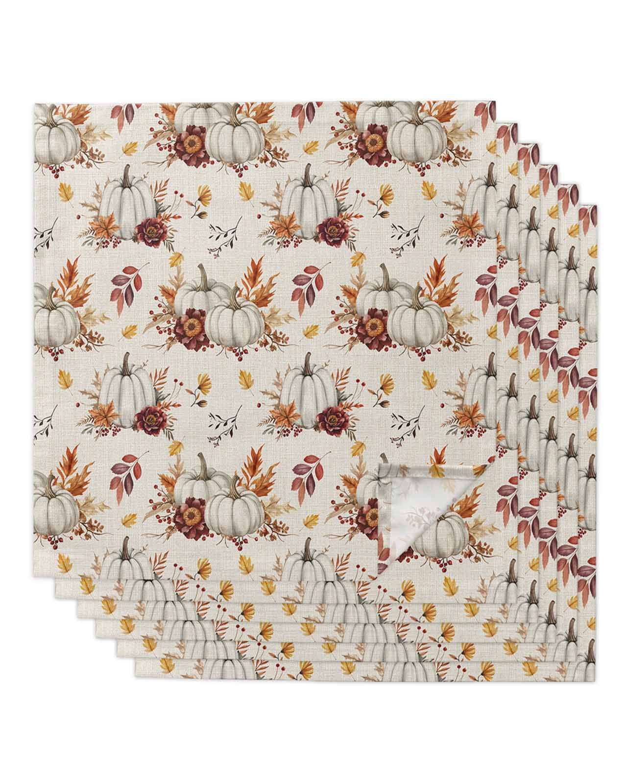 Fall Pumpkins Cloth Napkins Set of 6 Reusable Dinner Napkins ...