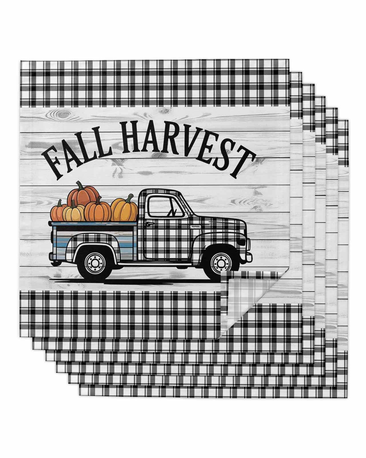 Fall Pumpkins Cloth Napkins Set of 6 Reusable Dinner Napkins ...