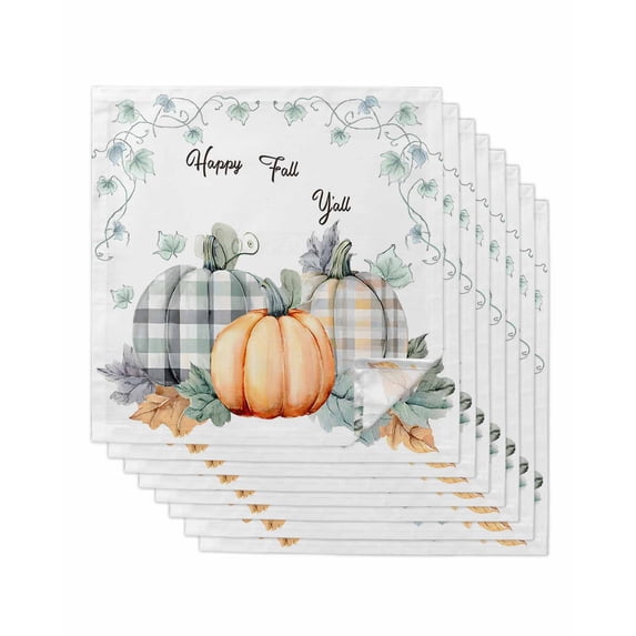 Fall Pumpkins Cloth Napkins Set of 8 Reusable Dinner Napkins ...