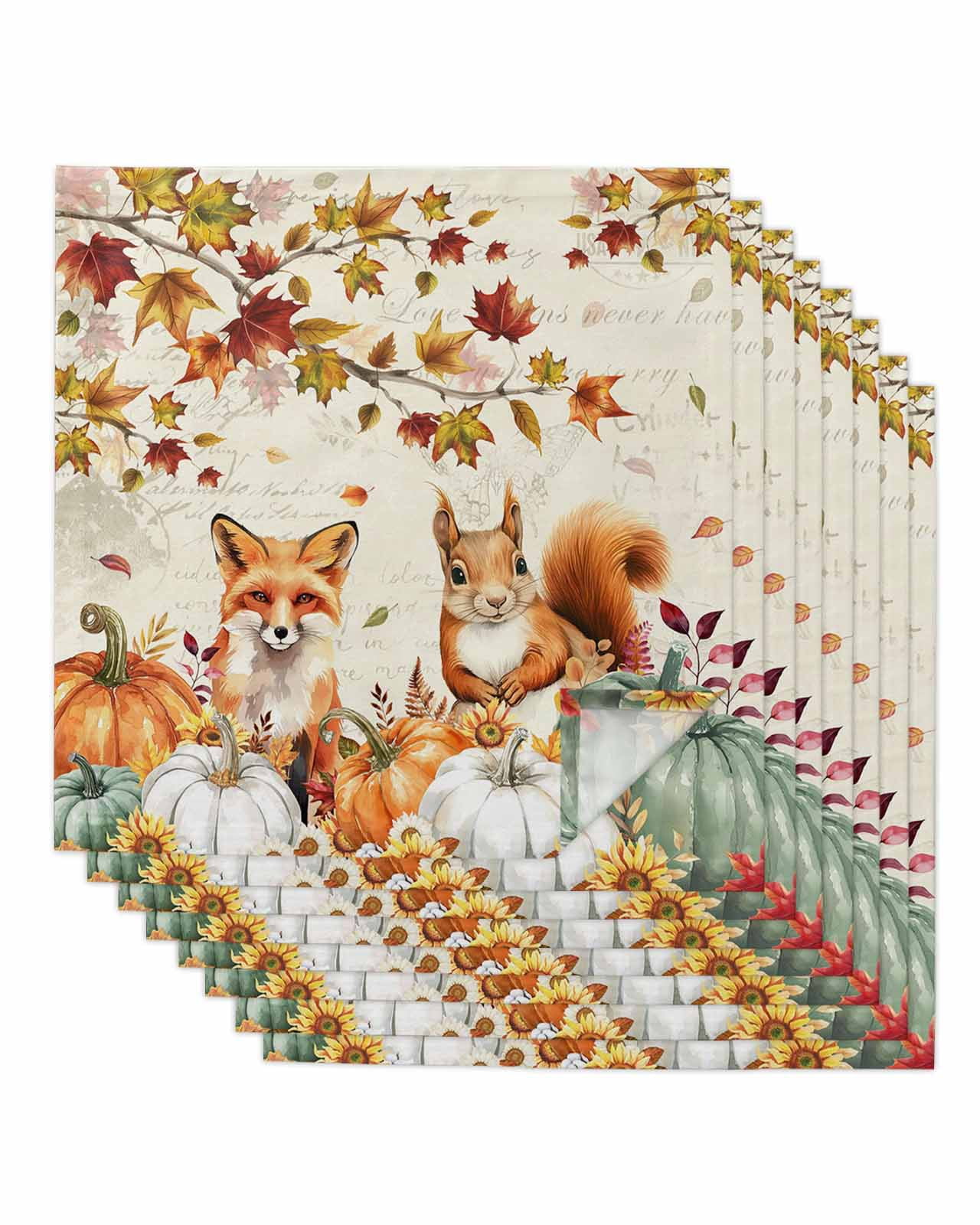 Fall Pumpkins Cloth Napkins Set of 8 Reusable Dinner Napkins ...