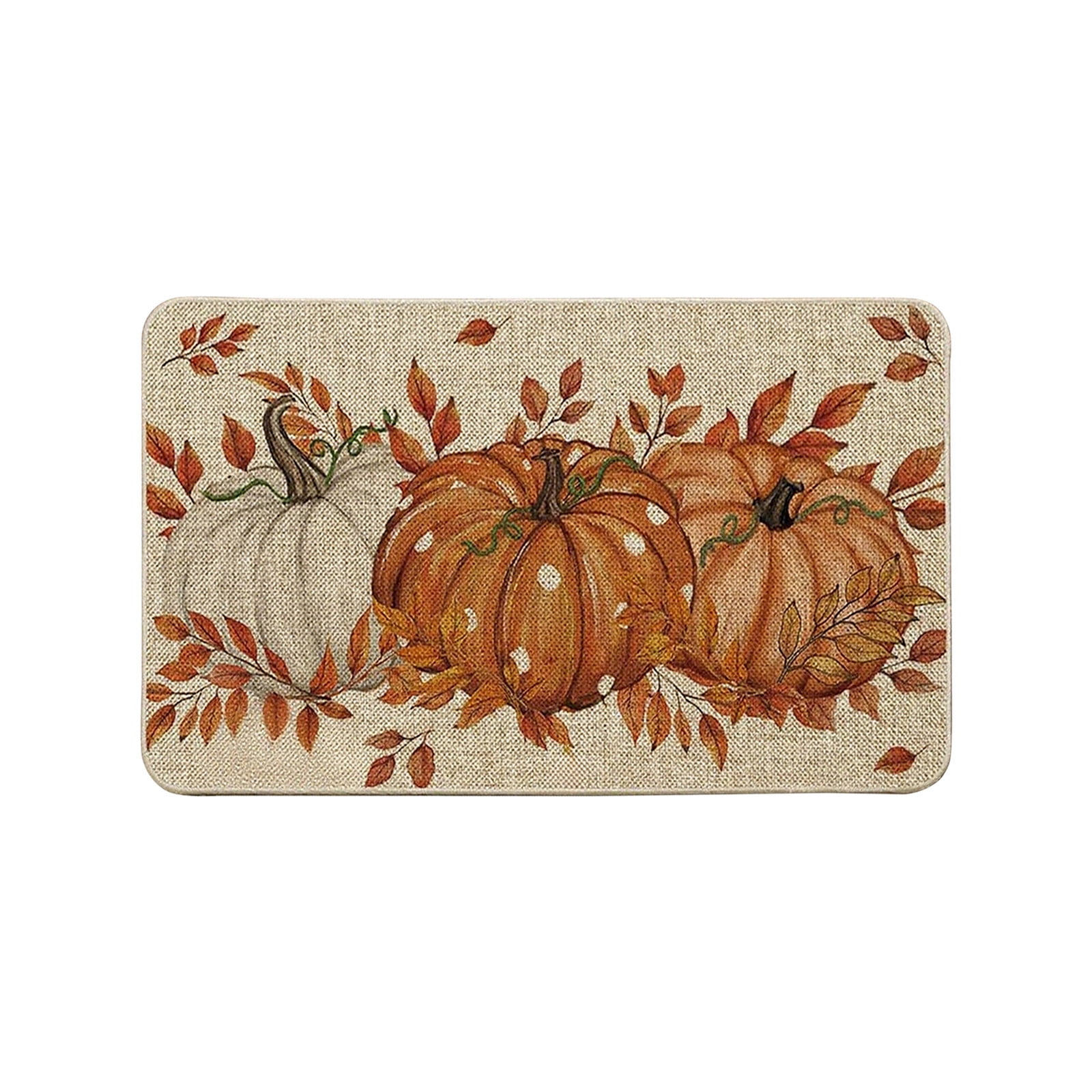 Fall Pumpkins Doormat Indoor Outdoor Outside Autumn Thanksgiving Floral ...
