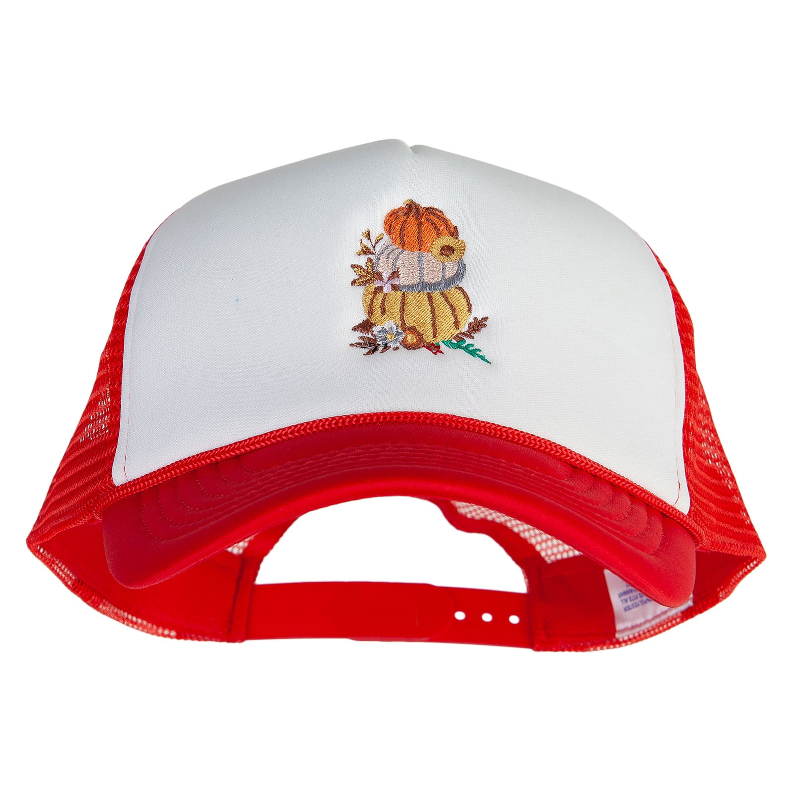 Fall Pumpkins Embroidered Summer Foam Mesh Trucker Cap - Red White OSFM ...
