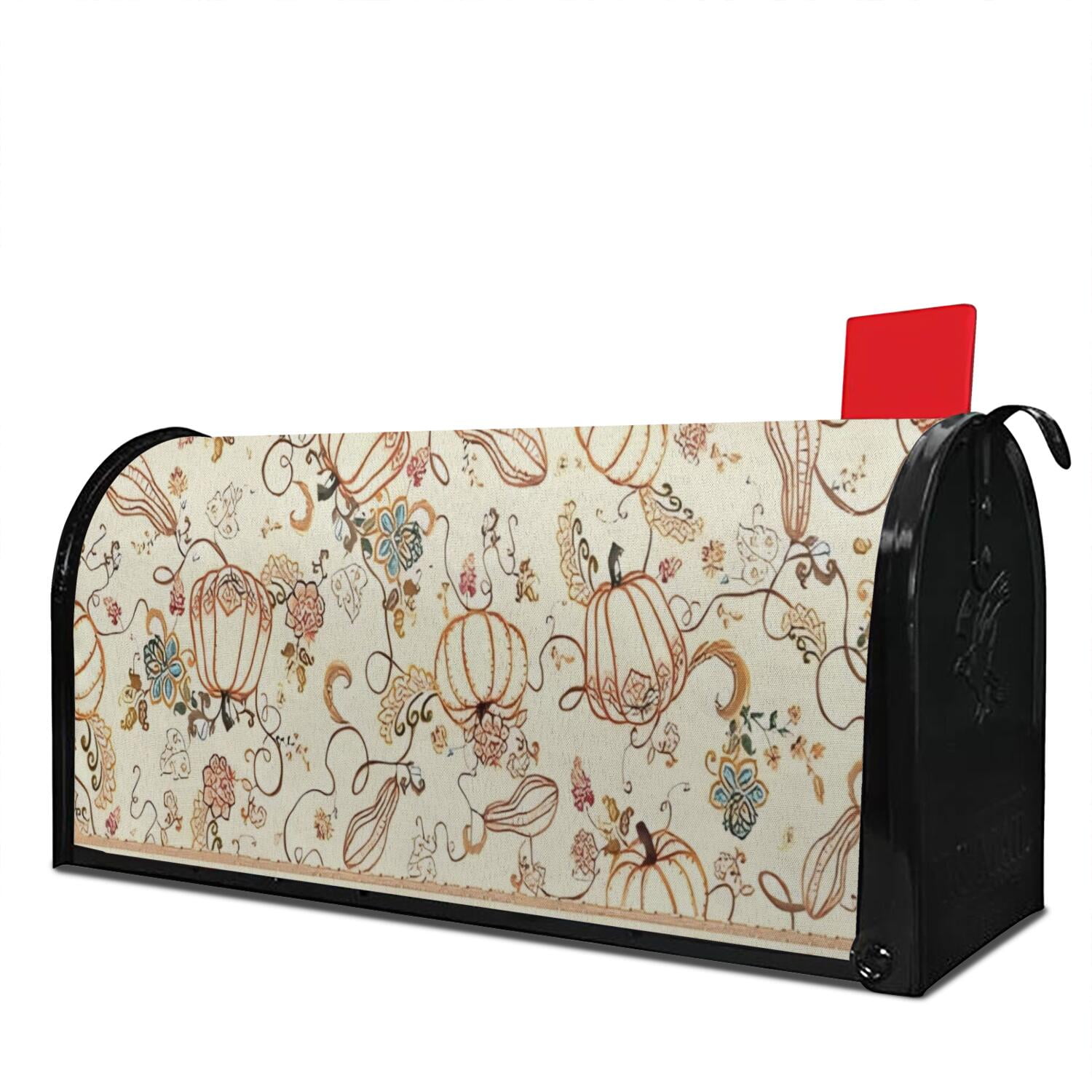Fall Pumpkins and Floral Pattern Magnetic Mailbox Covers,Weatherproof ...
