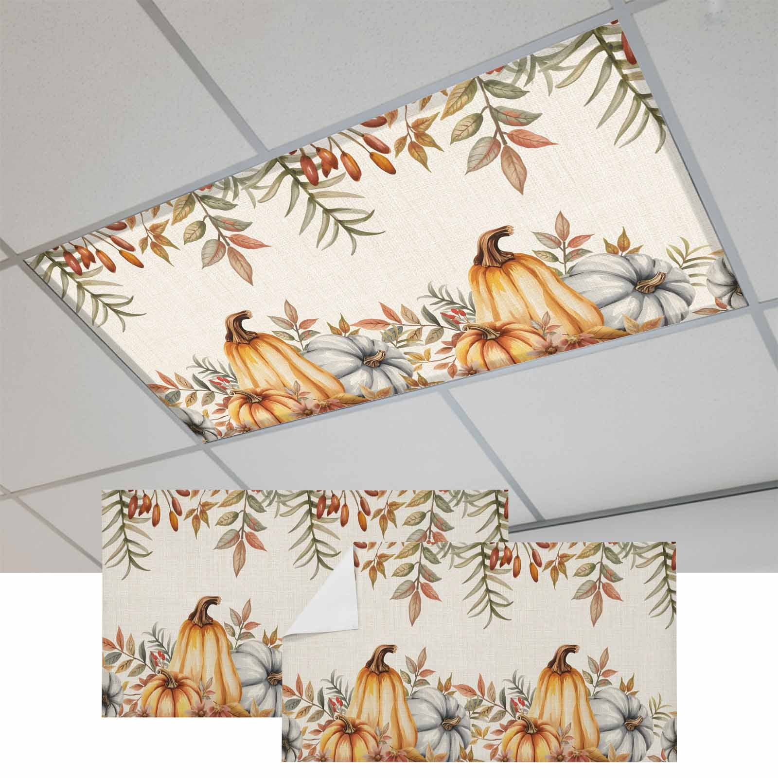 Fall Pumpkins Fluorescent Light Covers, Thanksgiving Country Flower ...