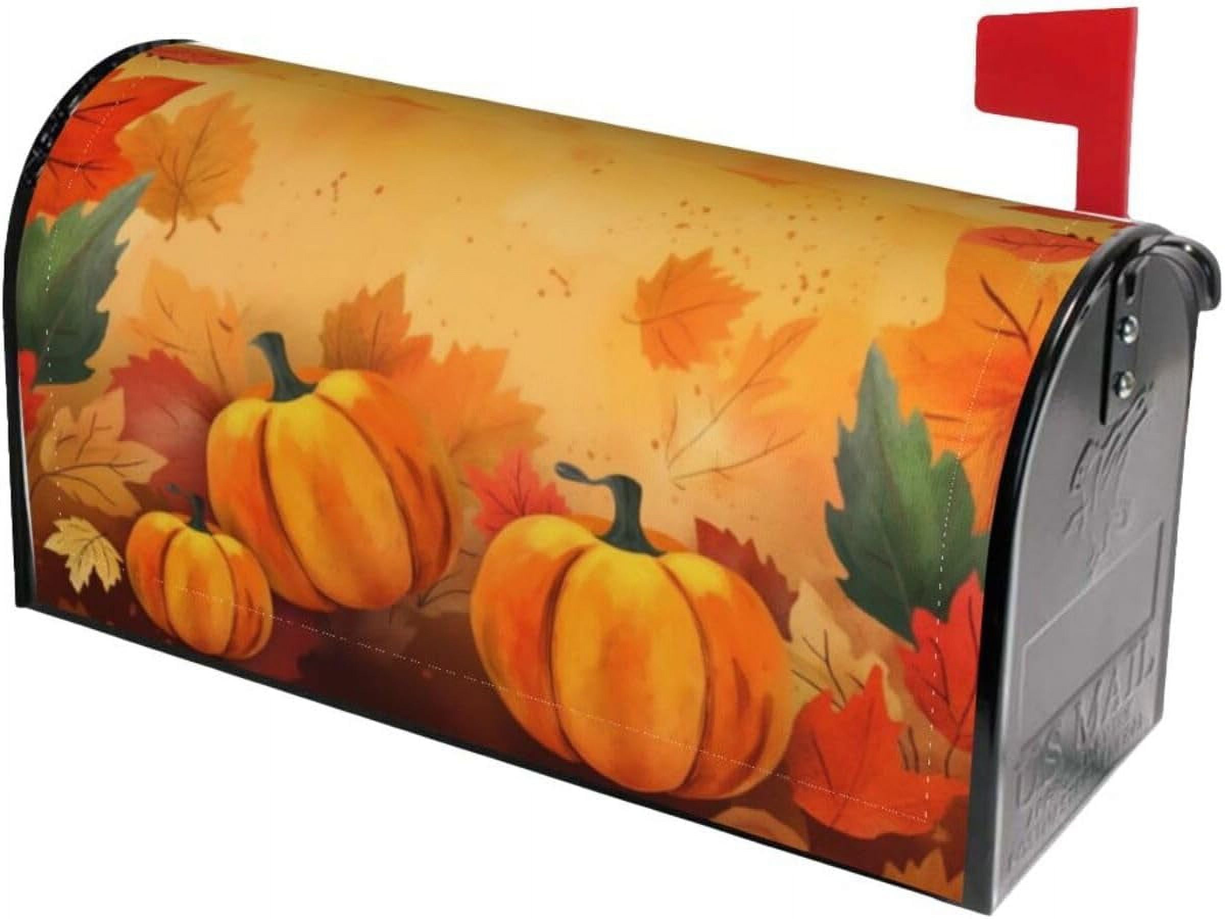 Fall Pumpkins Mailbox Covers, Thanksgiving Magnetic Post Box Cover ...