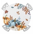 Fall Pumpkins Orange Blue Round Tablecloth for 45-54 Inch Tables ...