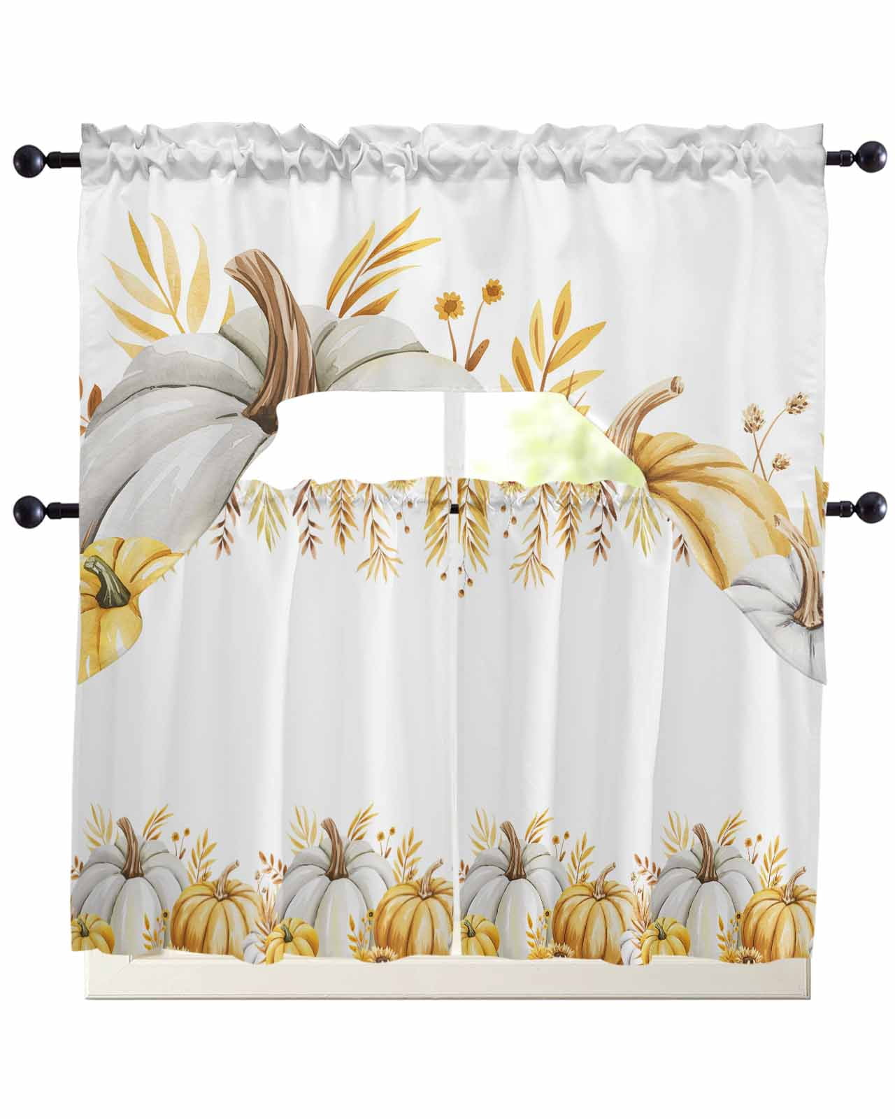 Fall Pumpkins Swag Curtains for Living Room/Bedroom Windows ...
