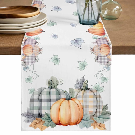 Fall Pumpkins Table Runner 36 Inches, Thanksgiving Country Maple Leaf ...