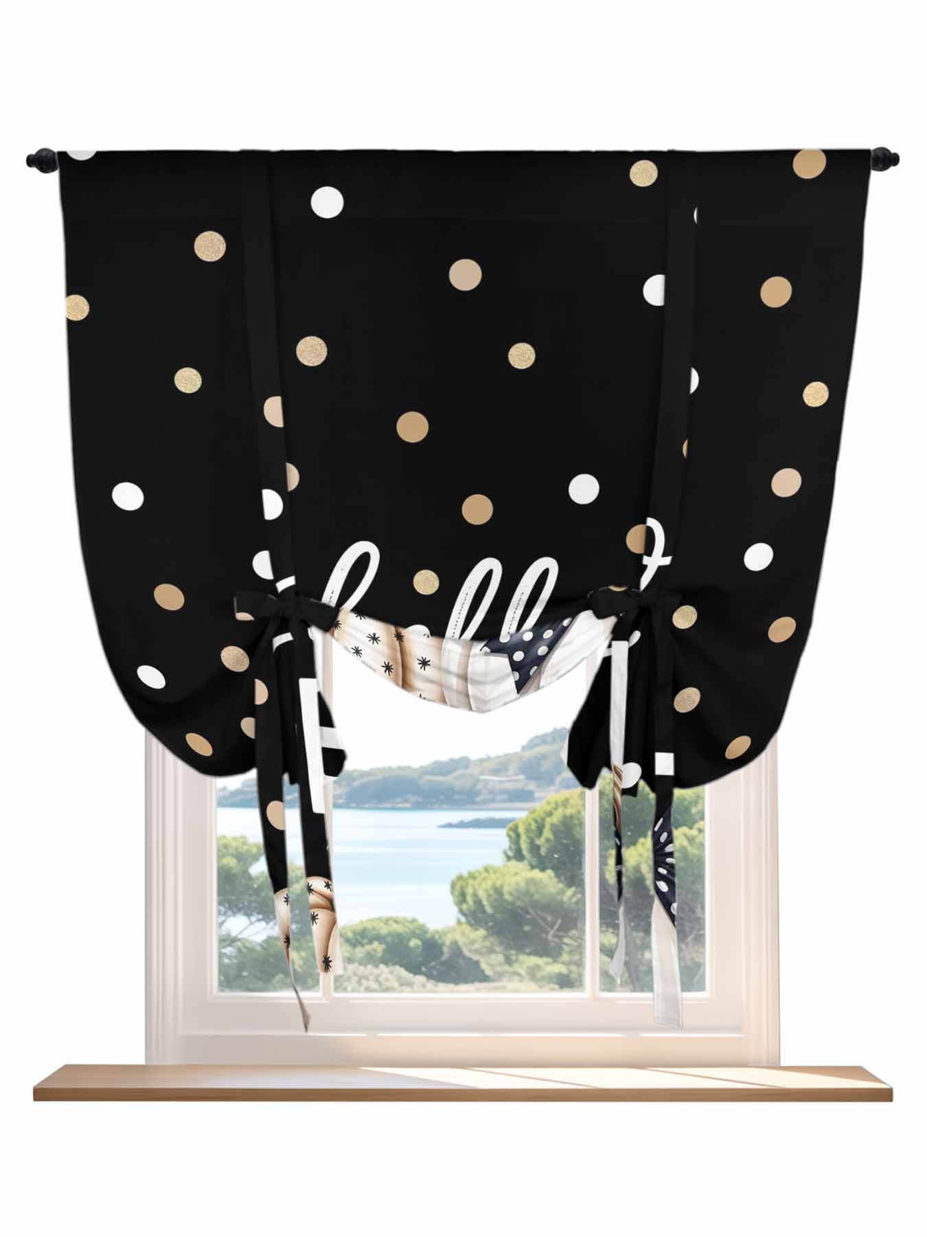 Fall Pumpkins Tie Up Curtains for Windows 63 Inch Length Balloon ...