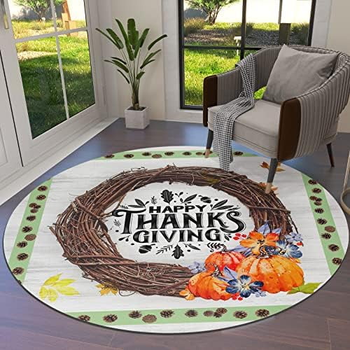 Fall Round Area Rug 4ft Yellow Sunflower Flower Floor Carpets Indoor ...