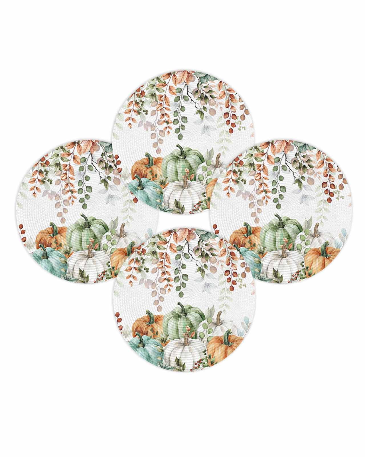 Fall Round Placemats Set of 4 Autumn Eucalyptus Leaf Place Mats ...