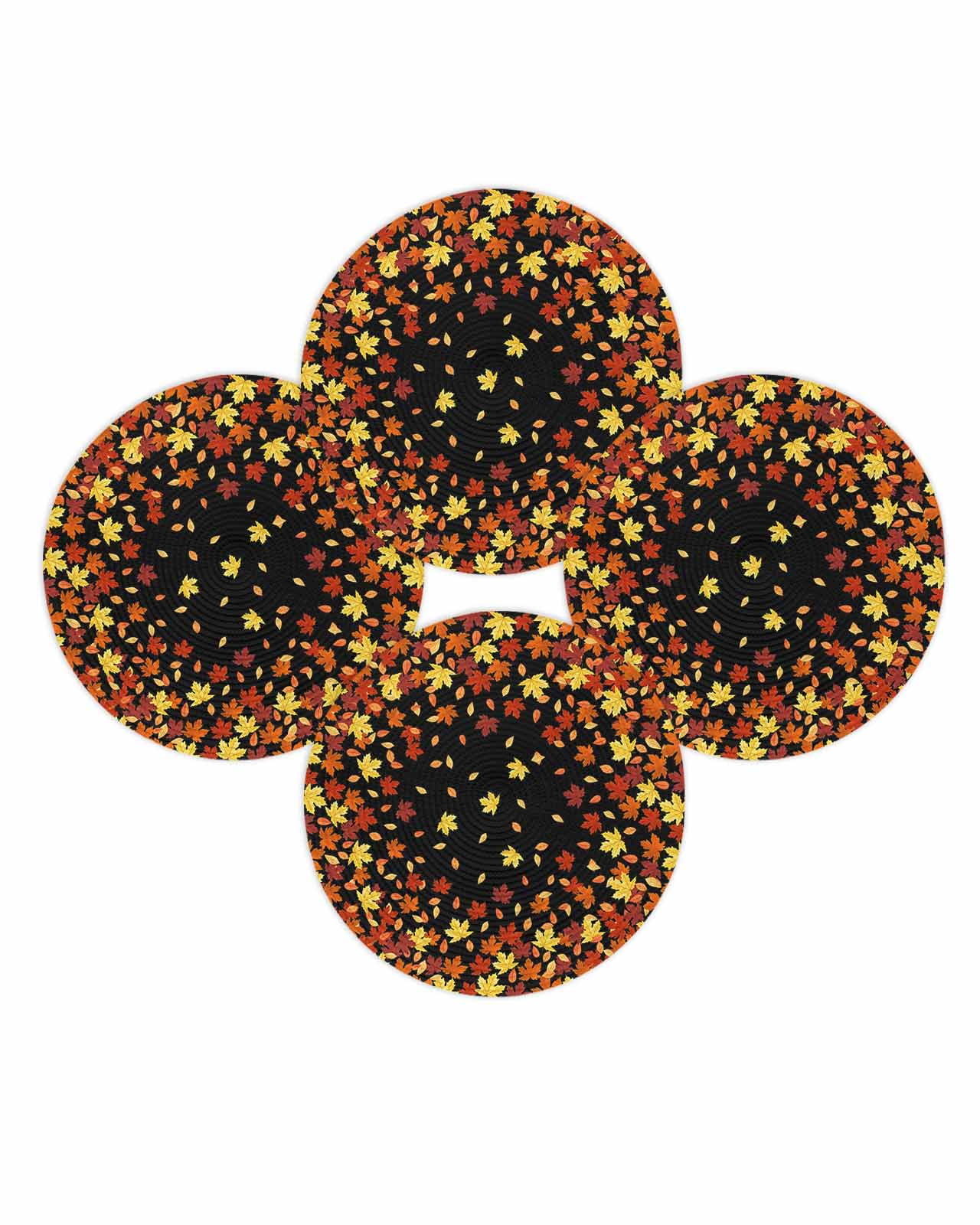Fall Round Placemats Set of 4 Fallen Maple Leaves Place Mats ...