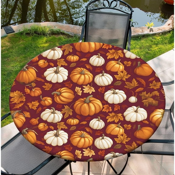 Fall Round Tablecloth 46"-50", Pumpkin Round Picnic Tablecloth, 52 Inch ...