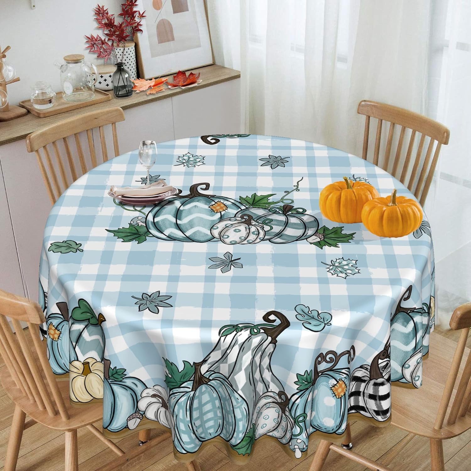 Fall Round Tablecloth 70 Inch, Fall Decorations Pumpkin Table Cloth for ...