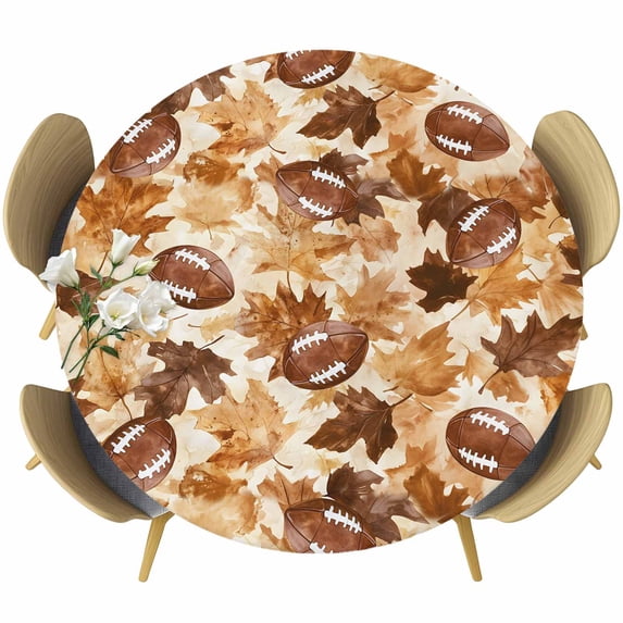 Fall Round Tablecloth, Fitted Table Cover with Elastic for 36"-44 ...