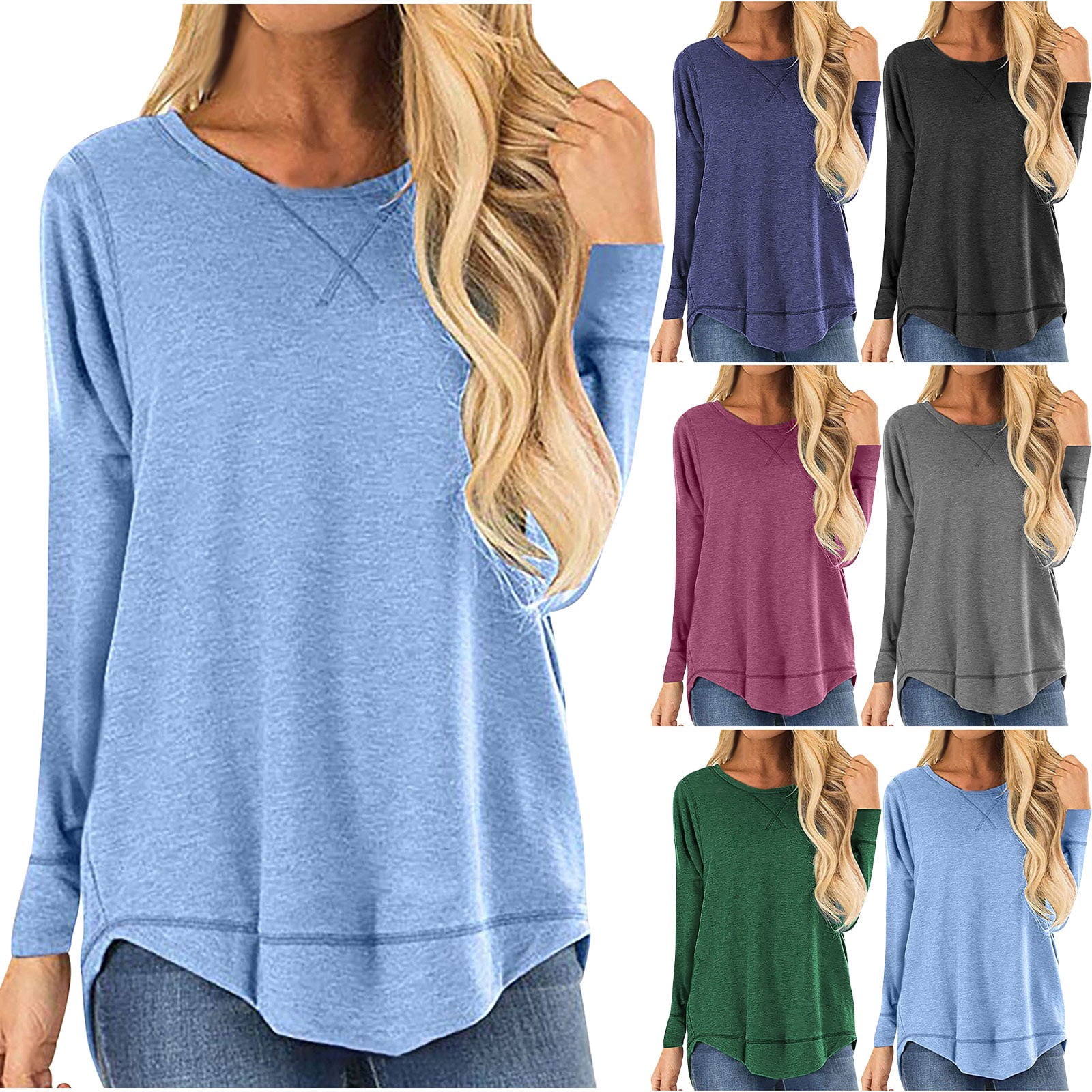 HVOBTTY Women's Long Sleeved Pullover T Shirts, Fall Tops for Women ...