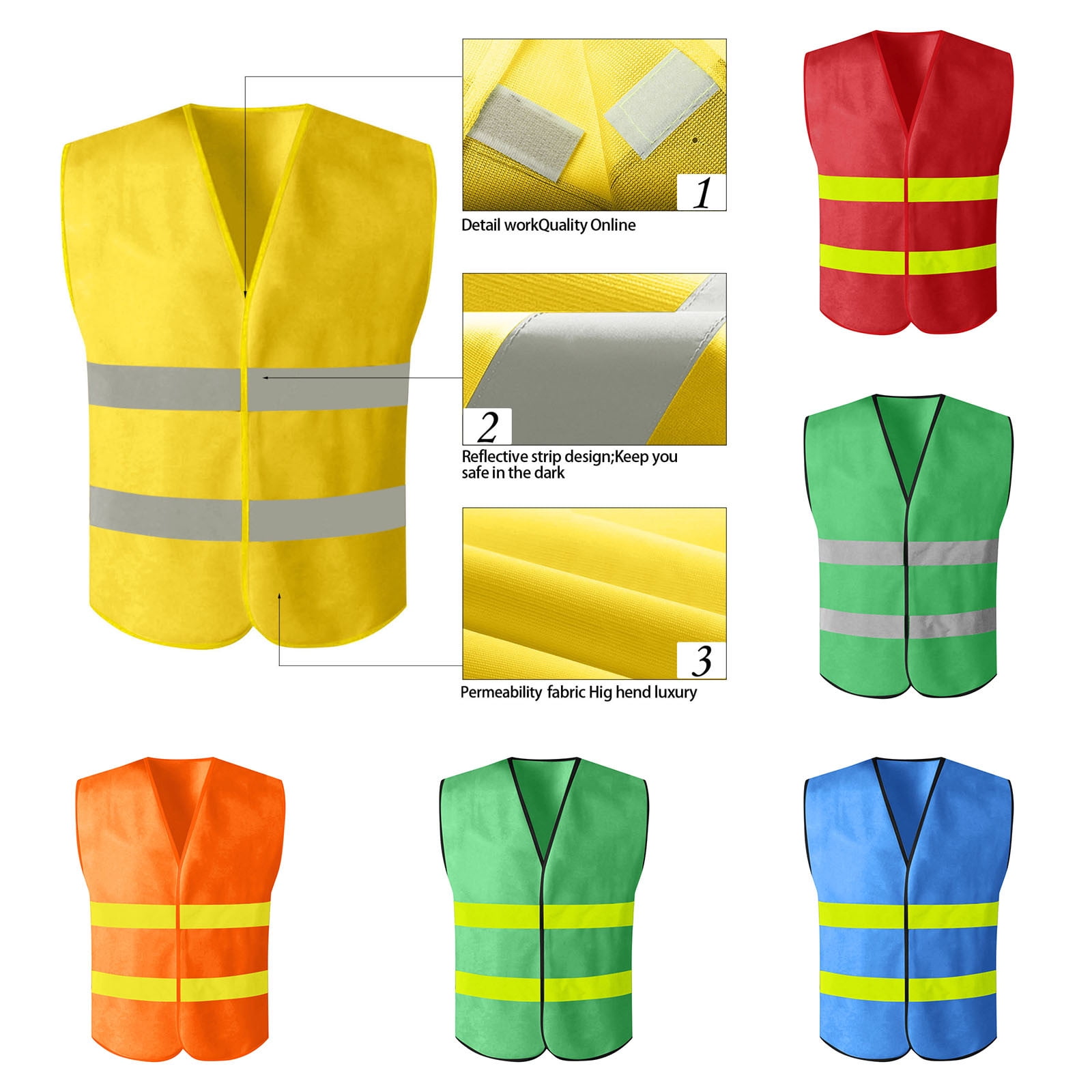 Kctiaxy Blue High Visibility Vest for Men & Women Sleevelees Safety ...
