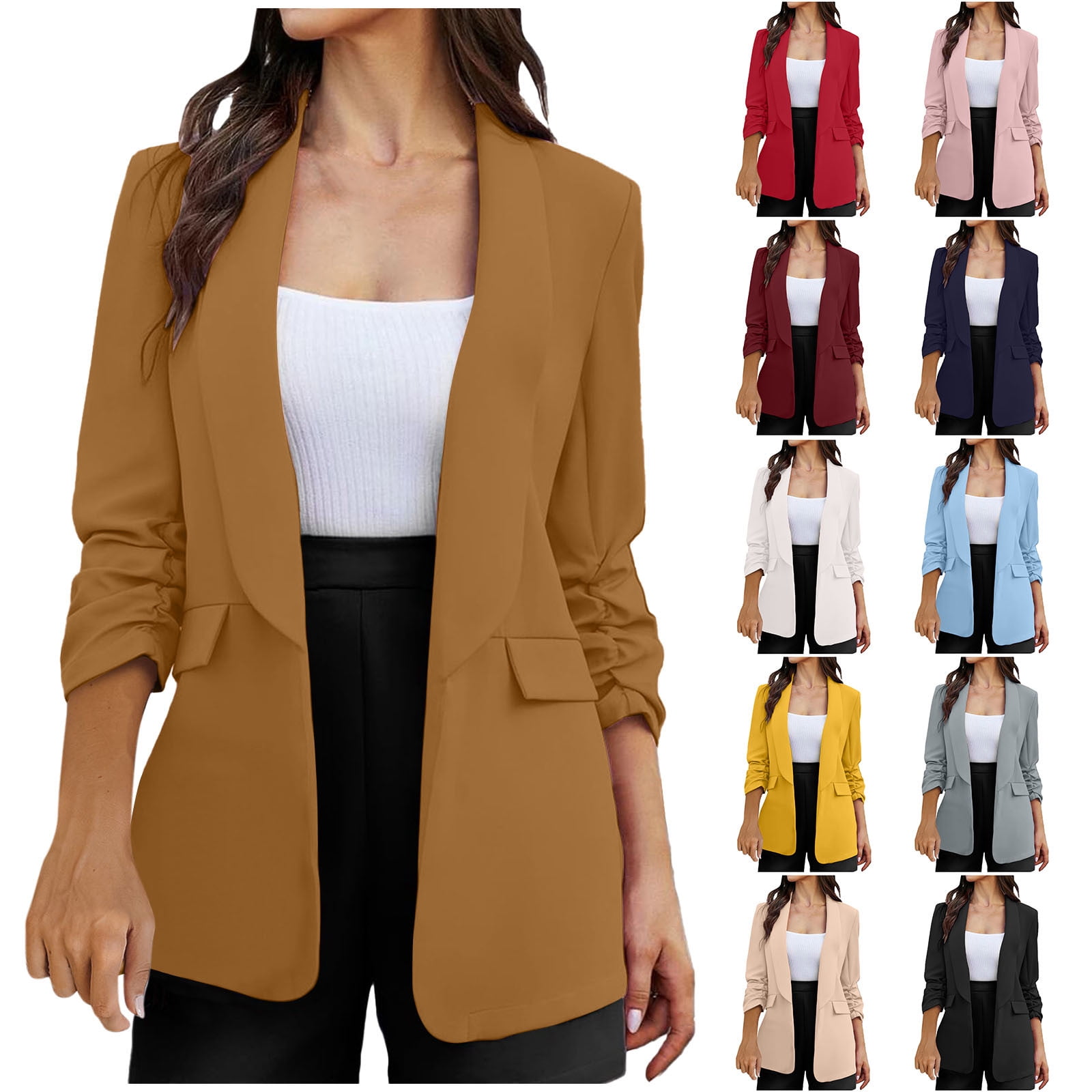 Fall Savings! Bxsruta Jackets for Women, Women's Fashion Solid Color 7/ ...