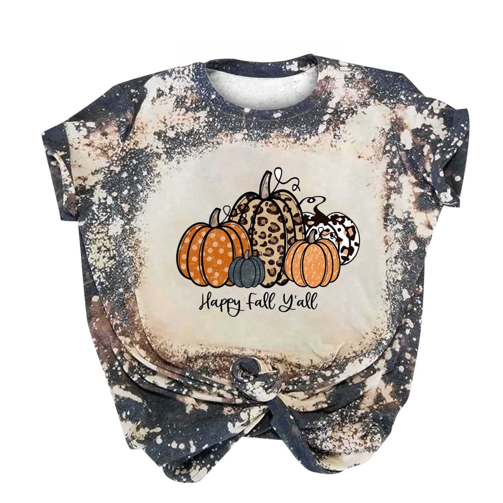 ZQGJB Women's Autumn Themed Cute Crewneck T-Shirt, Happy Fall Y'all ...