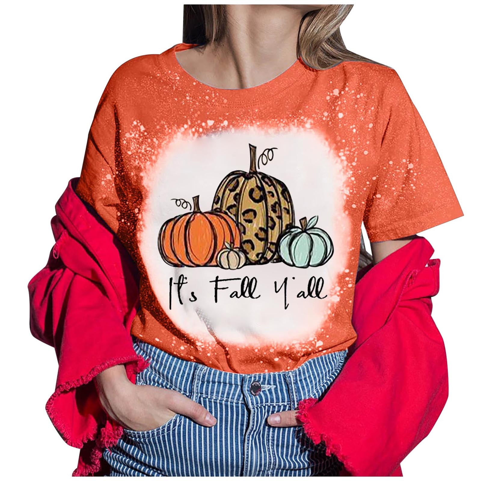 Fall Savings Clearance!ZQGJB Happy Fall Y'all Graphic Shirts for Women ...