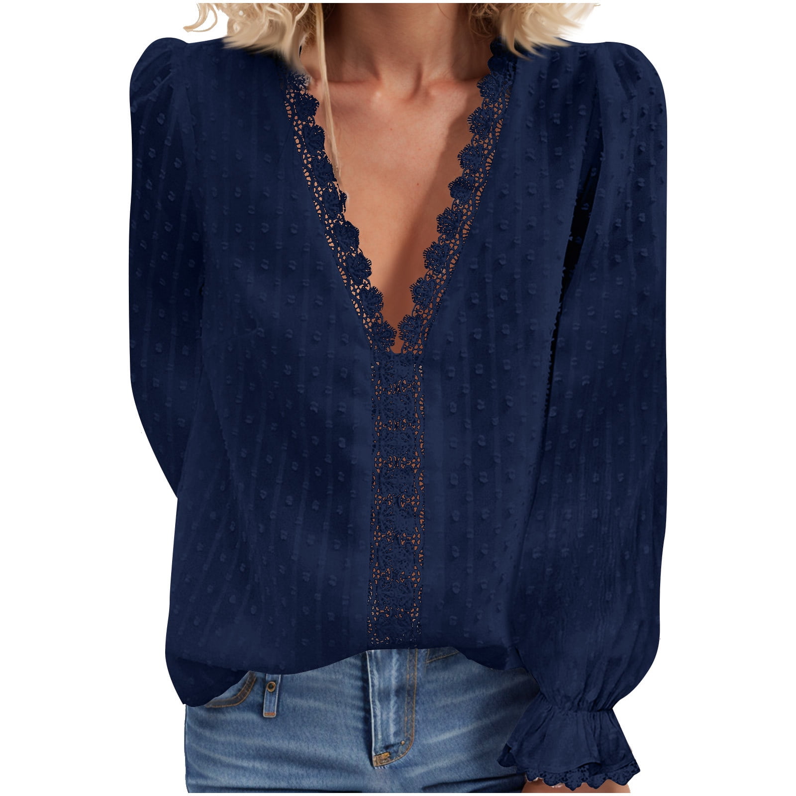 Fall gakvbuo Fancy Tops for Women Dressy Blouses Tops Lace Point Shirt ...