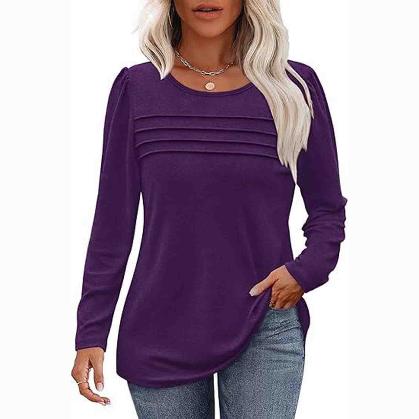 Fall Long Sleeve Shirts for Women Pleated Dressy Casual Business ...
