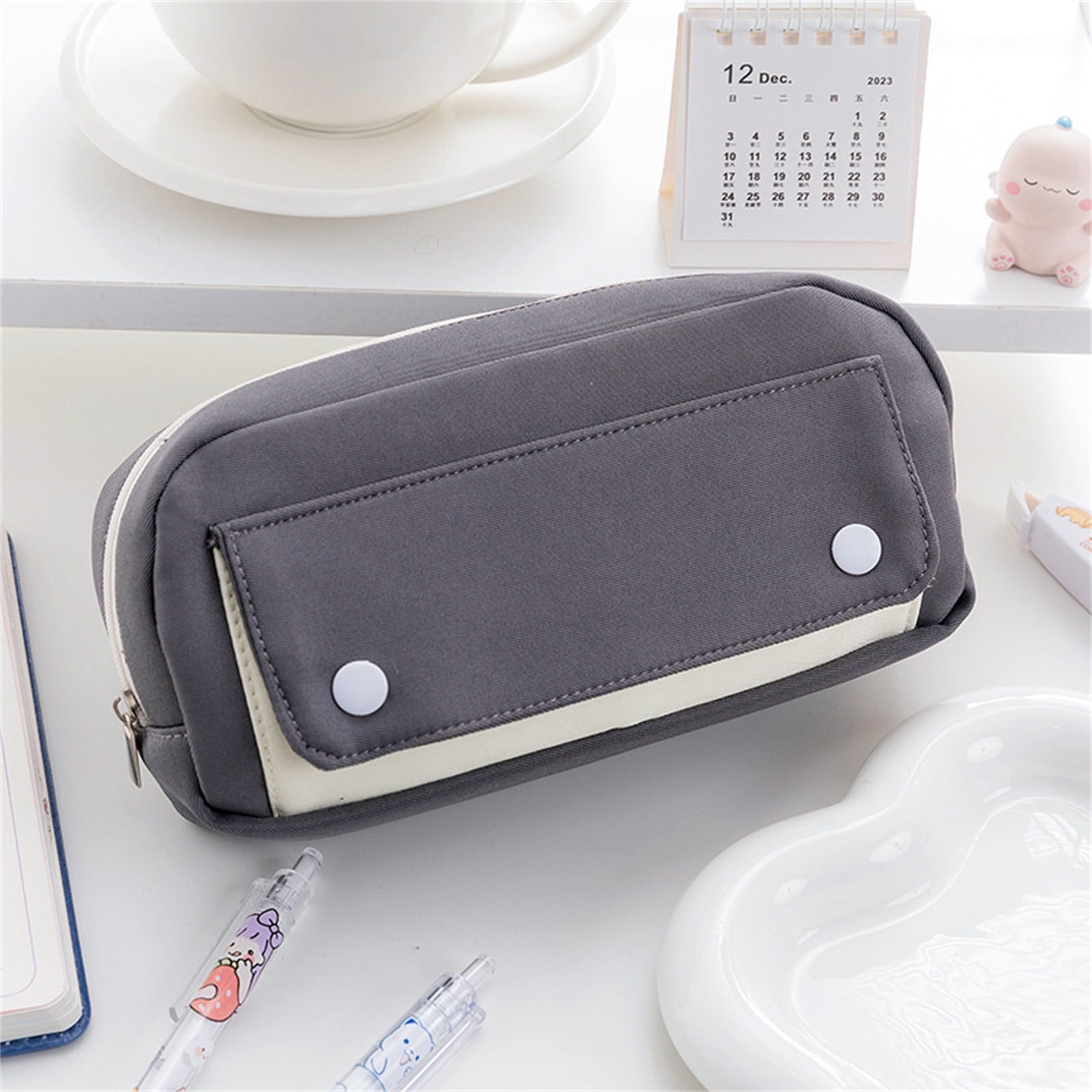 Fall Savings! PRETXORVE Multifunctional Nylon Pencil Case Double Layer ...
