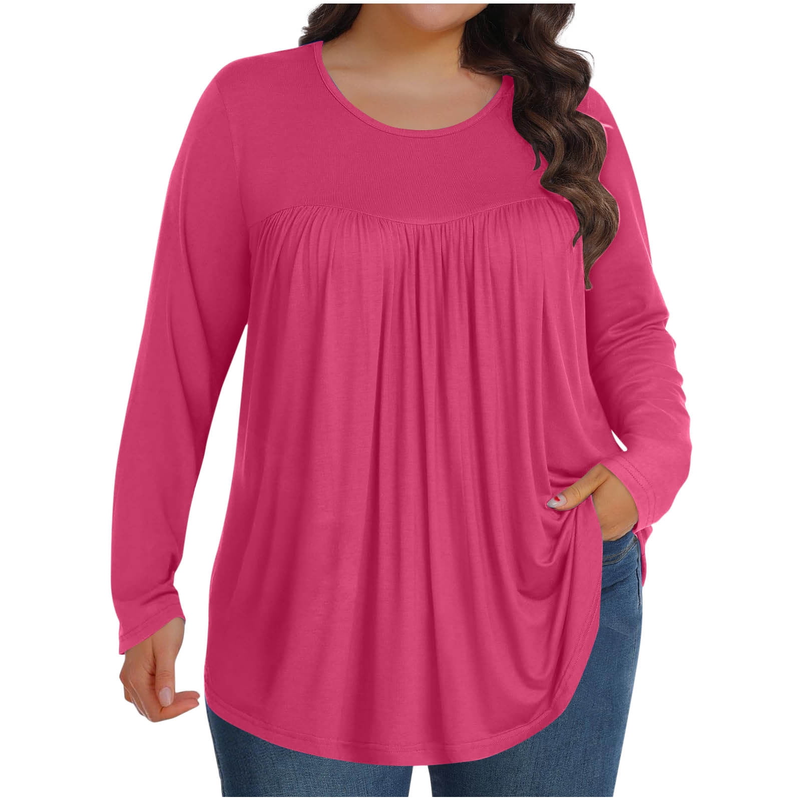 Women's Tops Long Sleeve Women's Shirts Casual Spring Women Round Neck ...