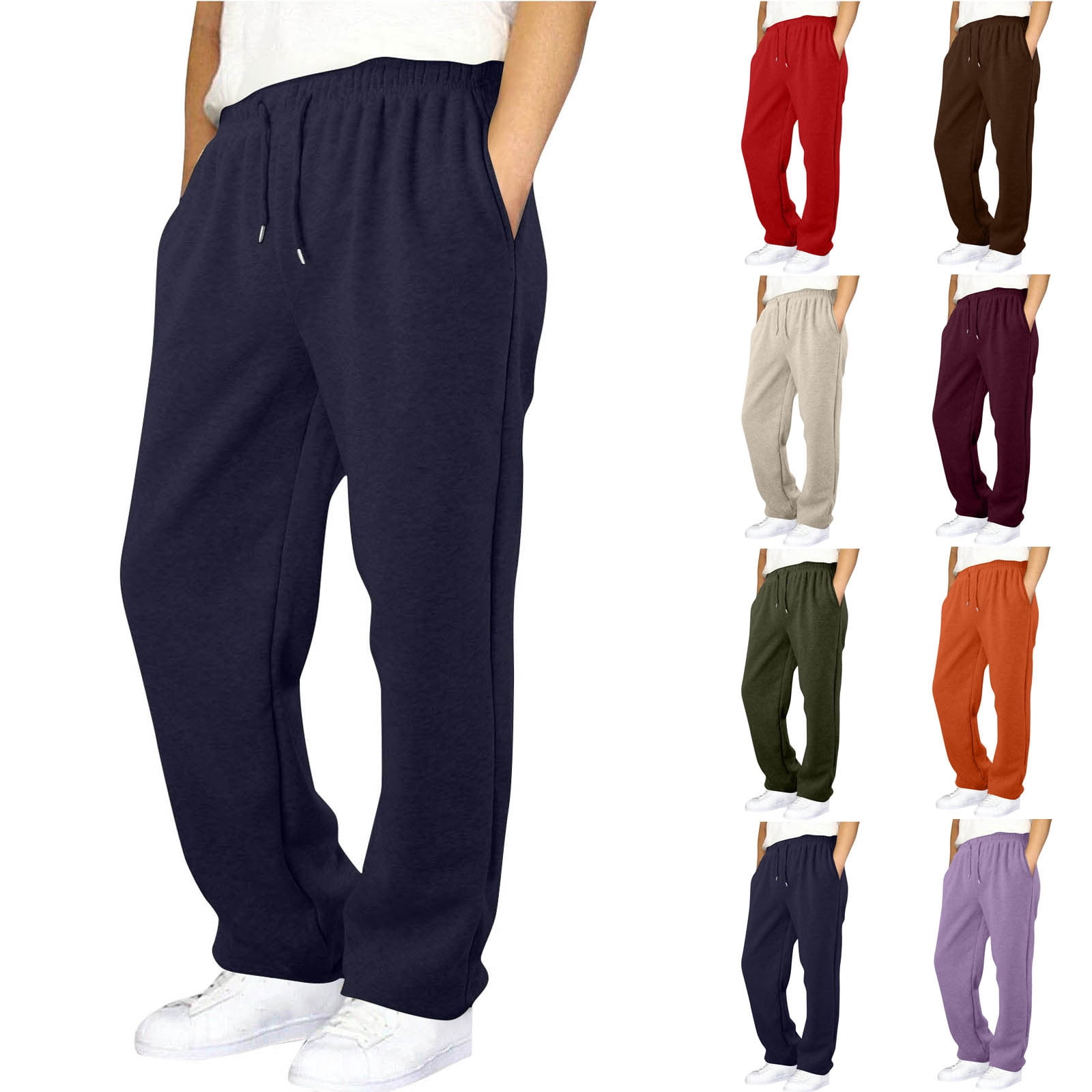 Swuxness Boys Casual Fleece Sweatpants Solid Color Elastic Waist Active ...
