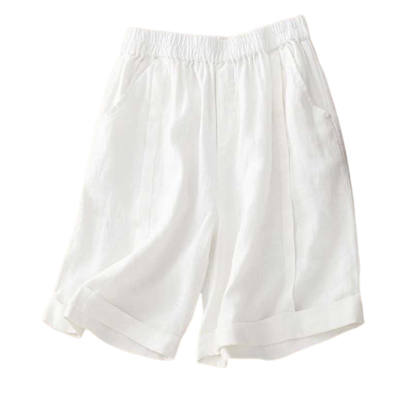 Fall Savings UTSJKR Women's Summer Linen Shorts Mid Waist Drawstring ...