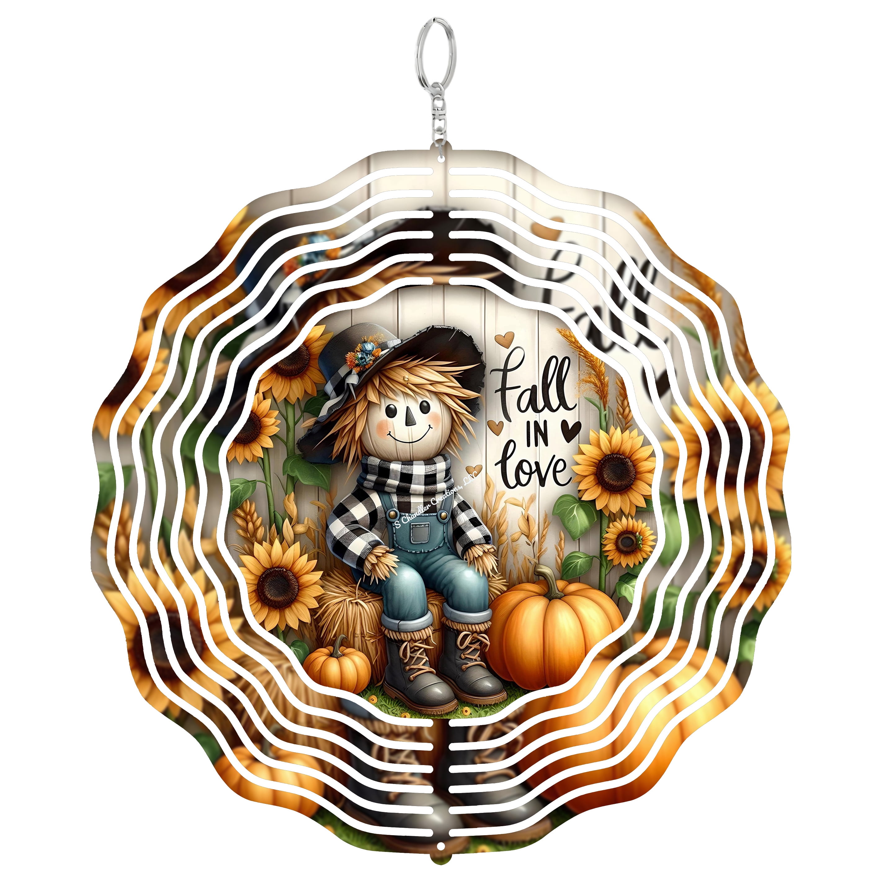 Fall Scarecrow And Pumpkin 3D Wind Spinner, Autumn Sunflower Kinetic ...