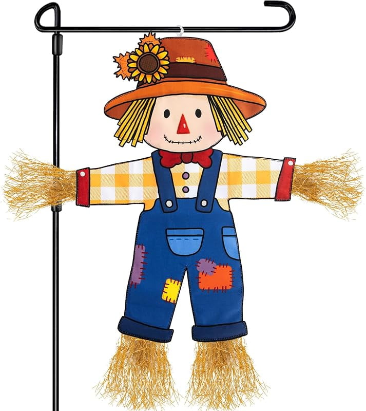 Fall Scarecrow Garden Flag Outdoor Decorations for Outside Double-Sided ...