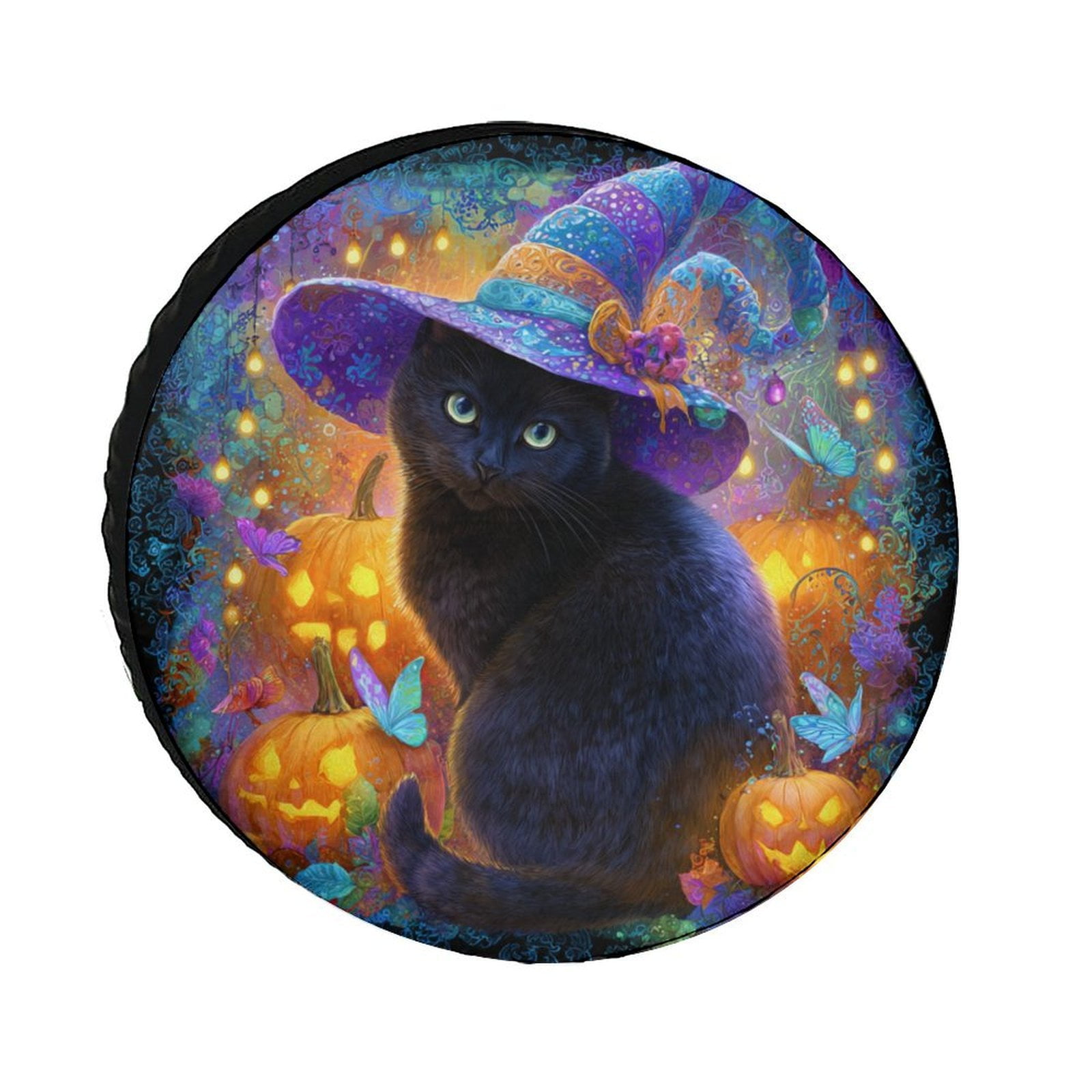 Fall Scary Cat Pumpkin Camper Spare Tire Cover Witch Black Cat ...