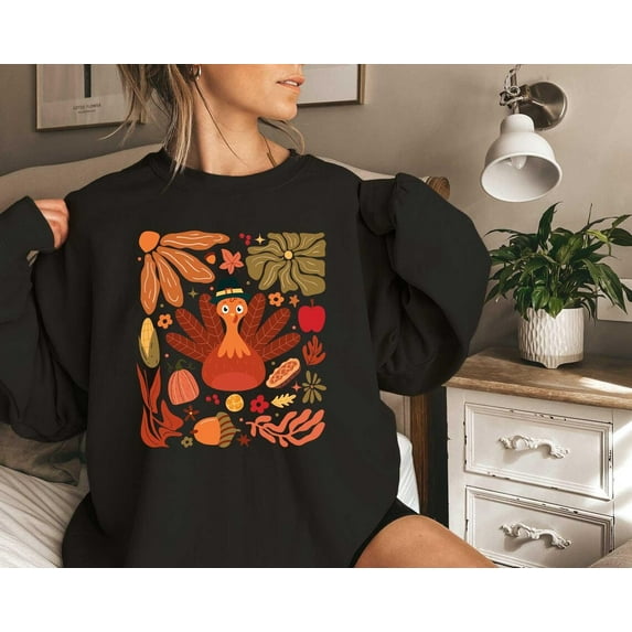 Fall Season Turkey Sweatshirt, Thanksgiving Turkey Sweater, Patchwork ...
