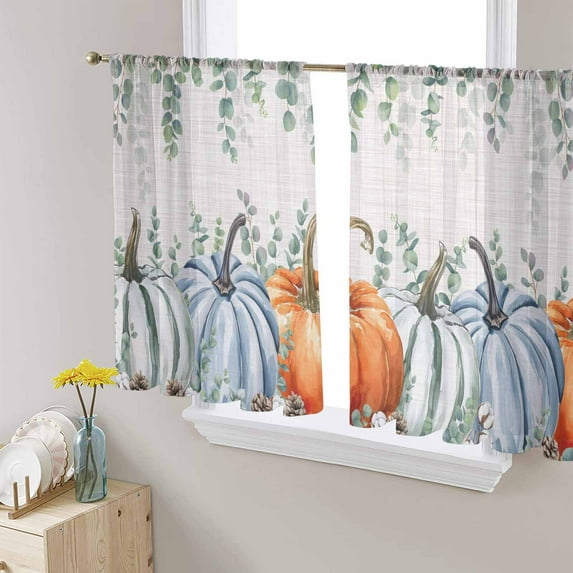 Fall Sheer Curtains 54 Inches Length 2 Panels Set, Window Sheer ...