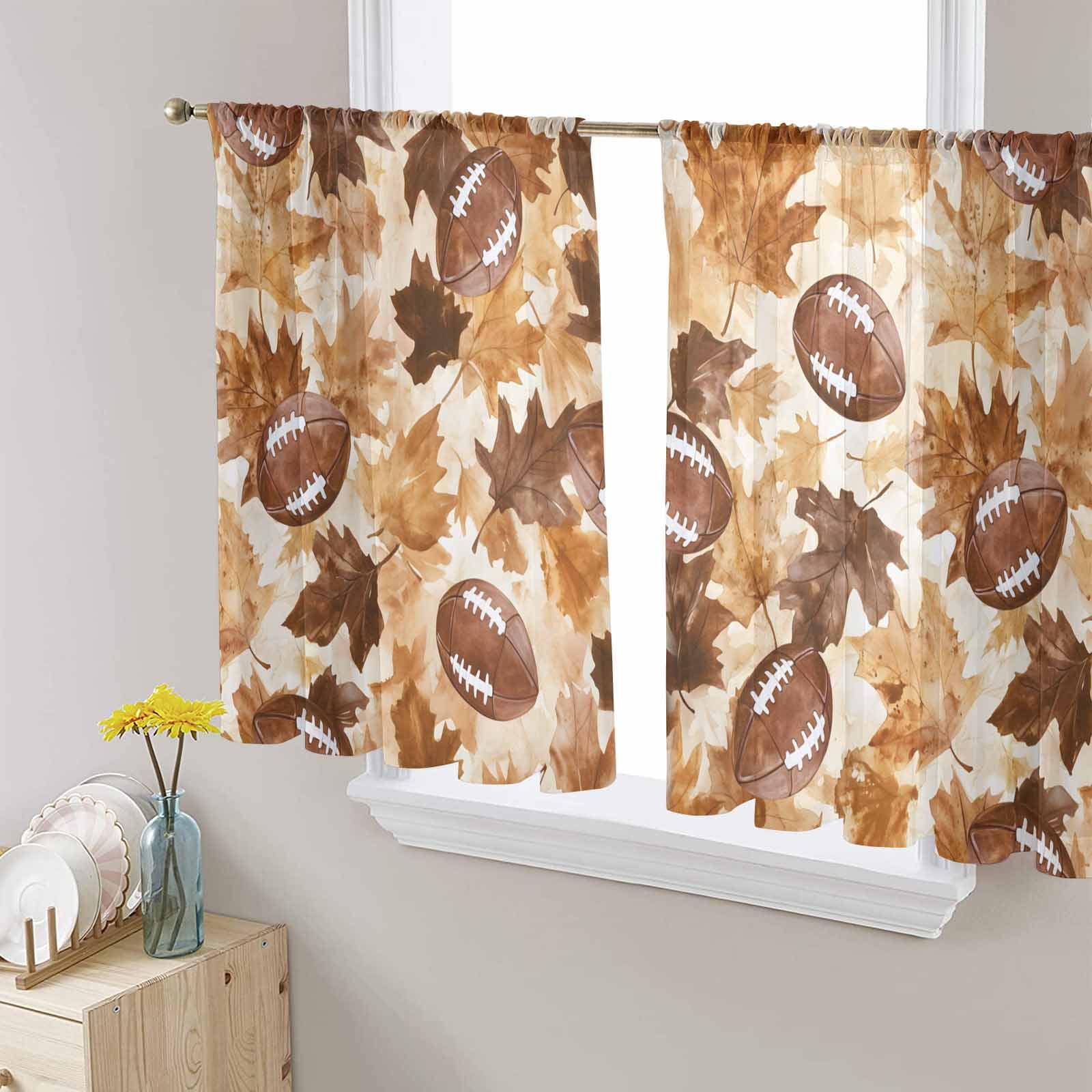 Fall Sheer Curtains 54 Inches Length 2 Panels Set, Window Sheer ...
