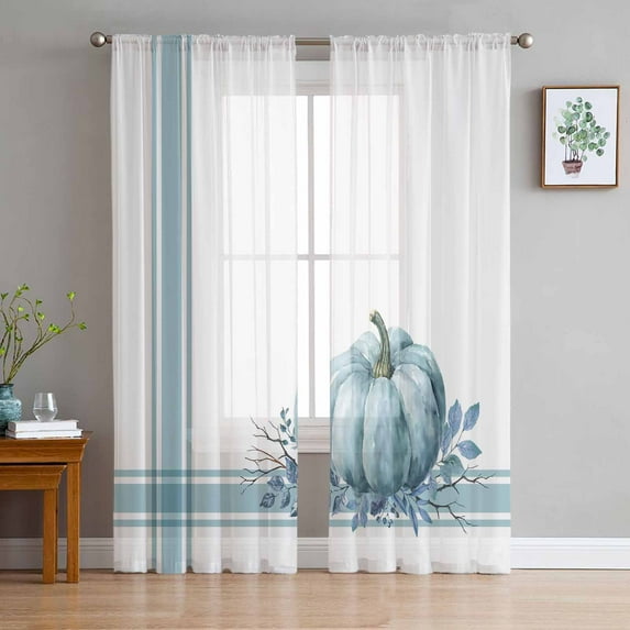 Fall Sheer Curtains 63 Inches Length 2 Panels Set, Window Sheer ...