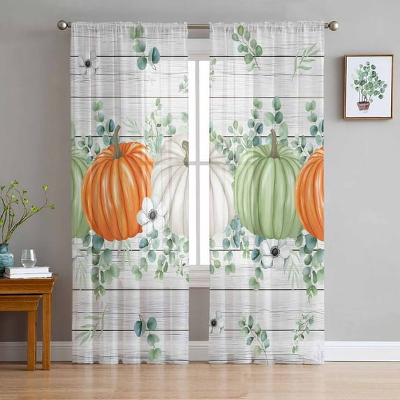 Fall Sheer Curtains 63 Inches Length 2 Panels Set, Window Sheer ...