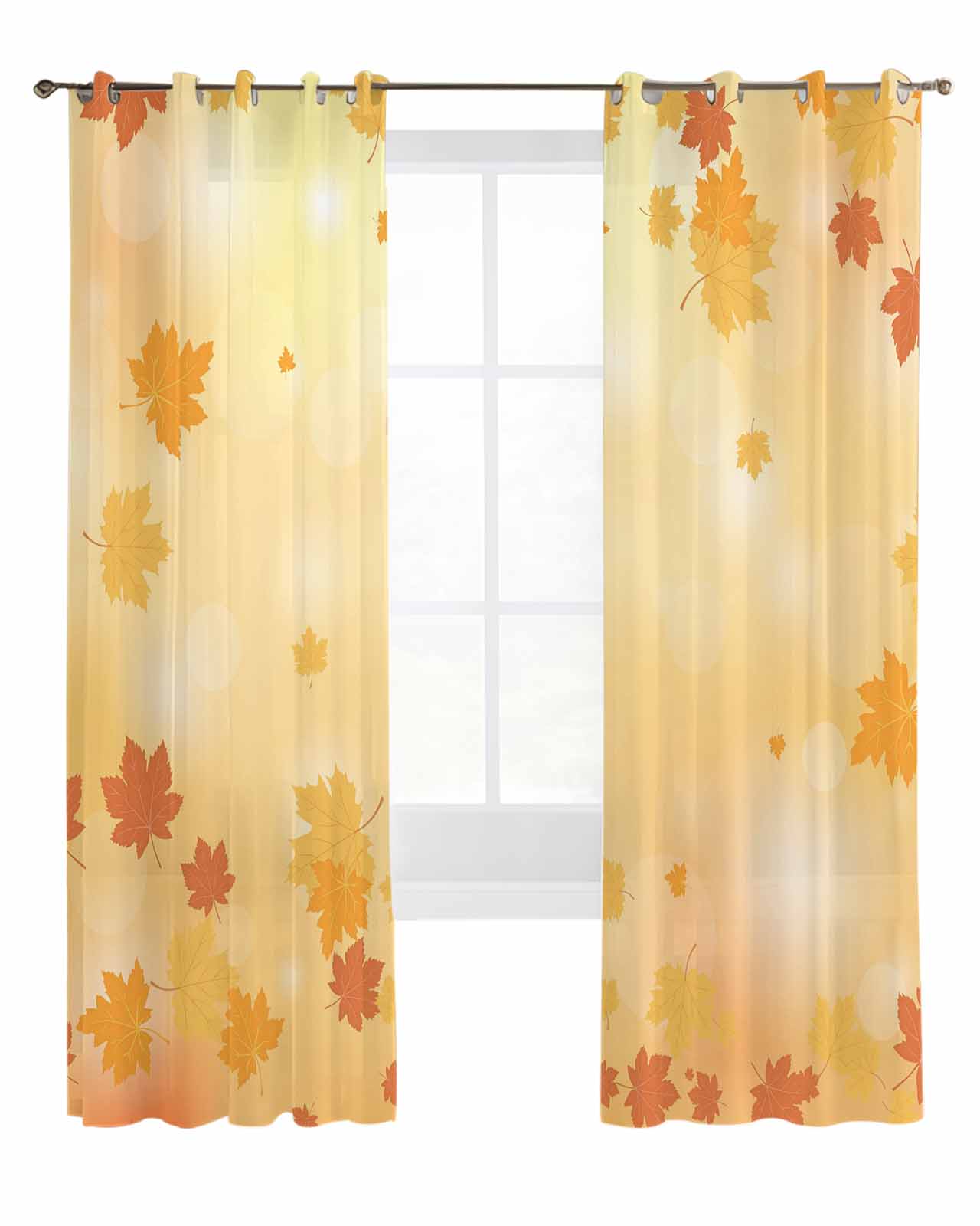 Fall Sheer Curtains 84 Inch Length 2 Panels Thanksgiving Autumn Maple ...
