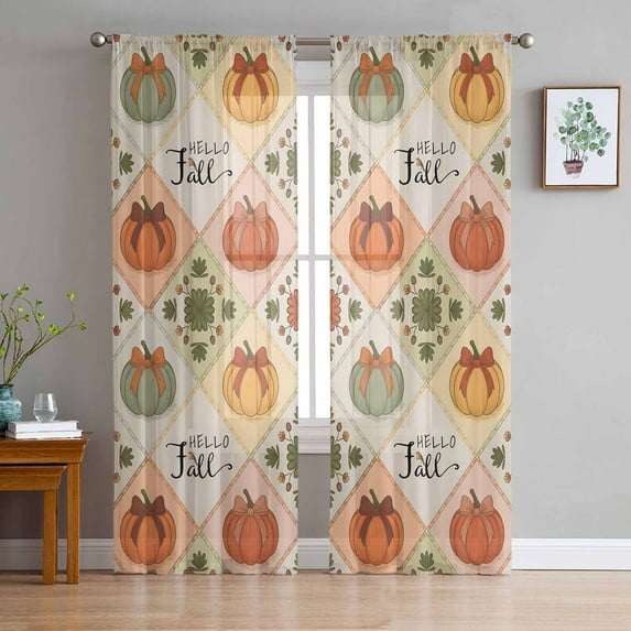 Fall Sheer Curtains 96 Inches Long 2 Panels Set, Window Sheer Curtains ...