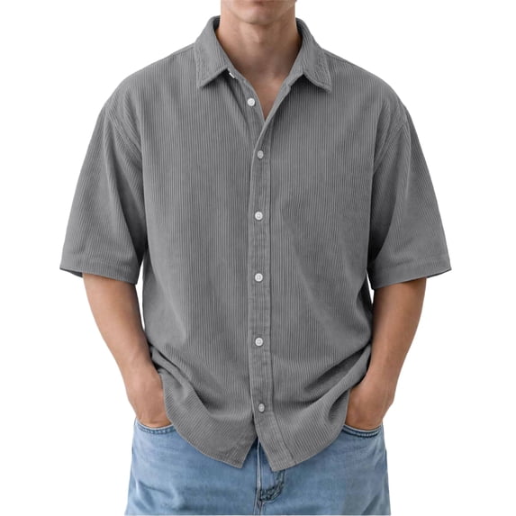 Fall Shirts for Men Casual Corduroy Jacket Button Down Long Sleeve ...