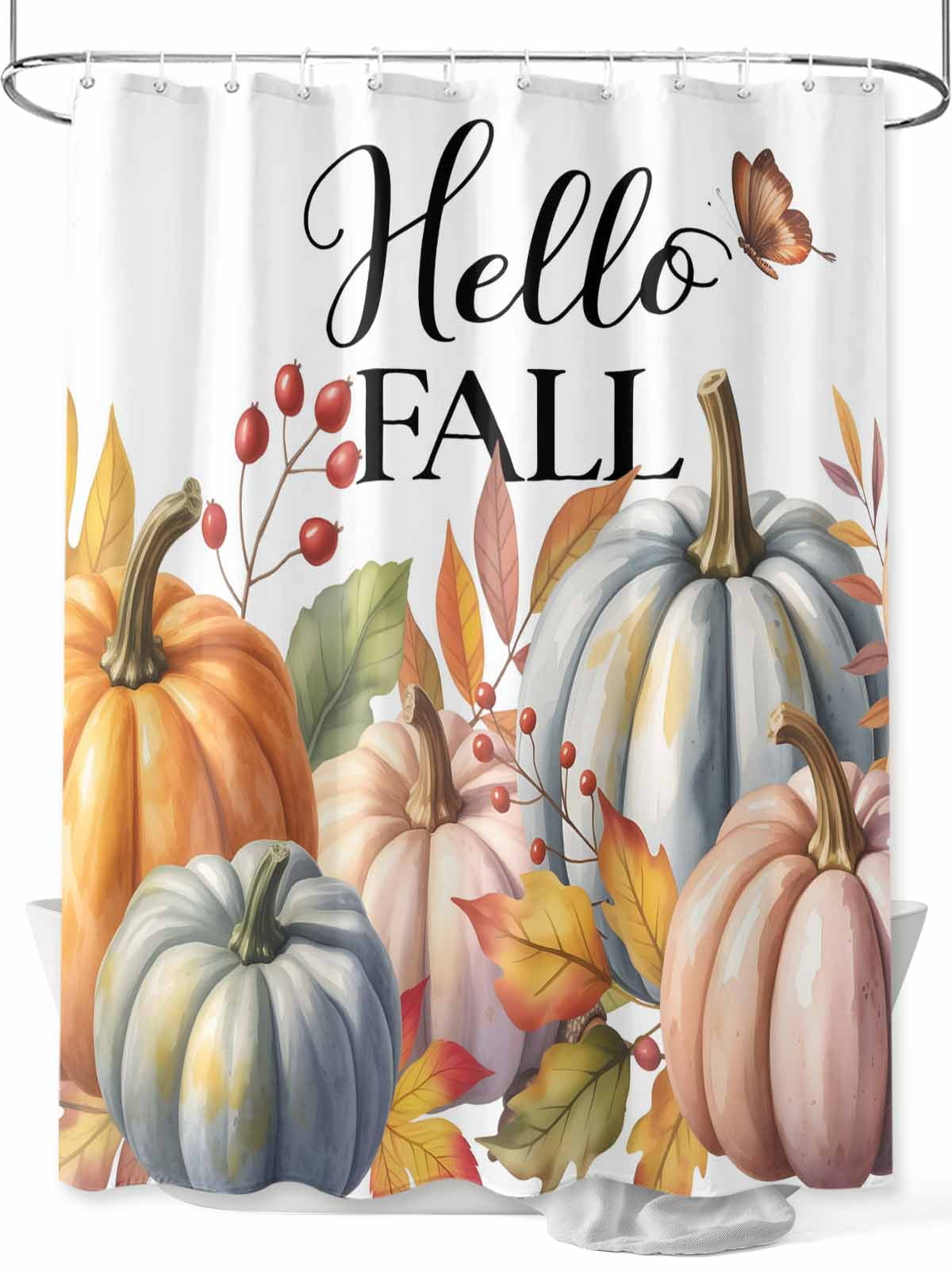Fall Shower Curtain Autumn Pumpkin Shower Curtains for Bathroom ...