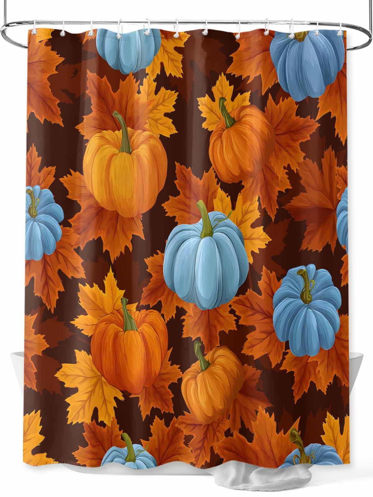 Fall Shower Curtain Blue Pumpkin Shower Curtains for Bathroom ...